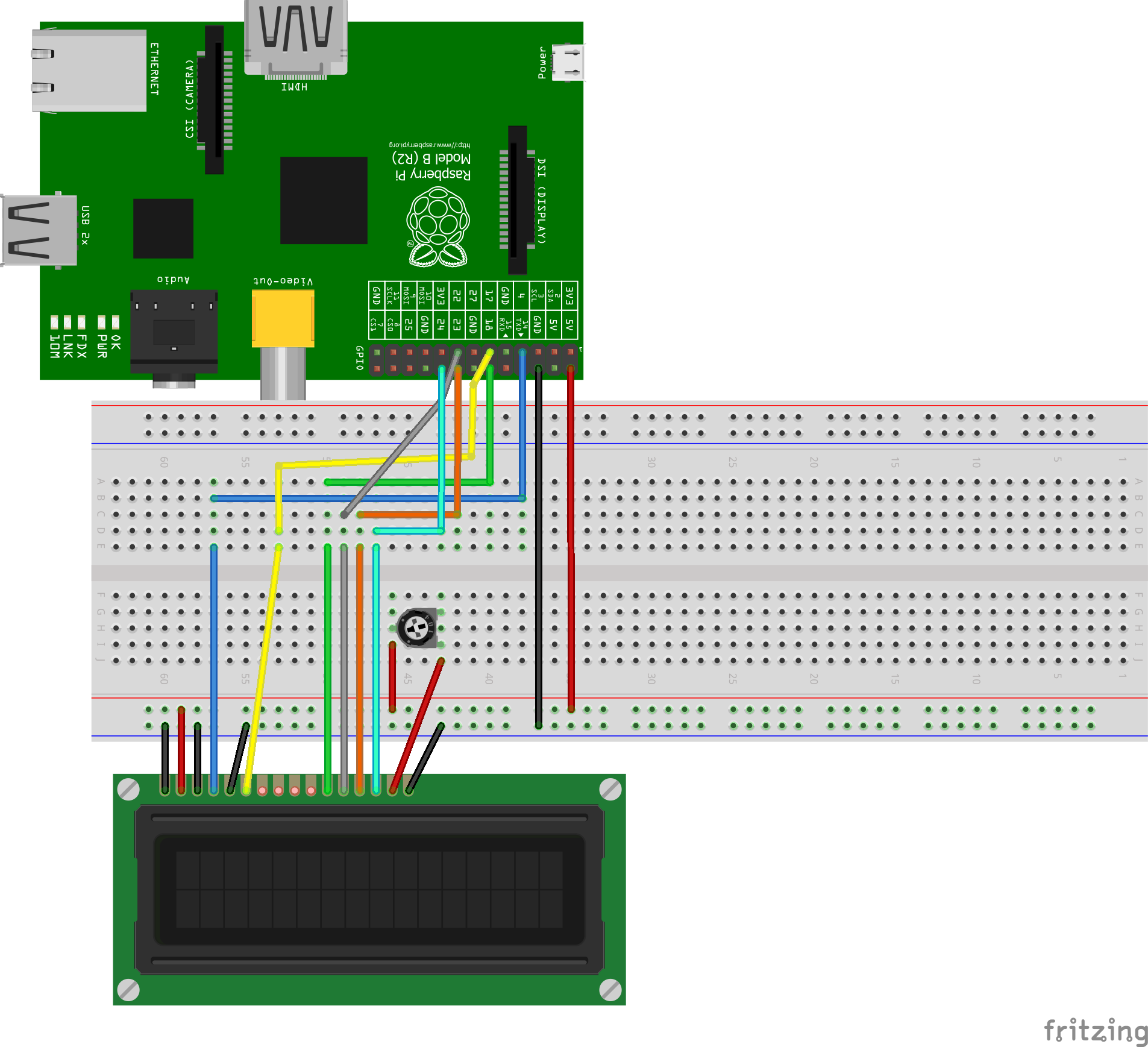 Raspberry Pi LCD Display: 16x2 Zeichen anzeigen (HD44780)